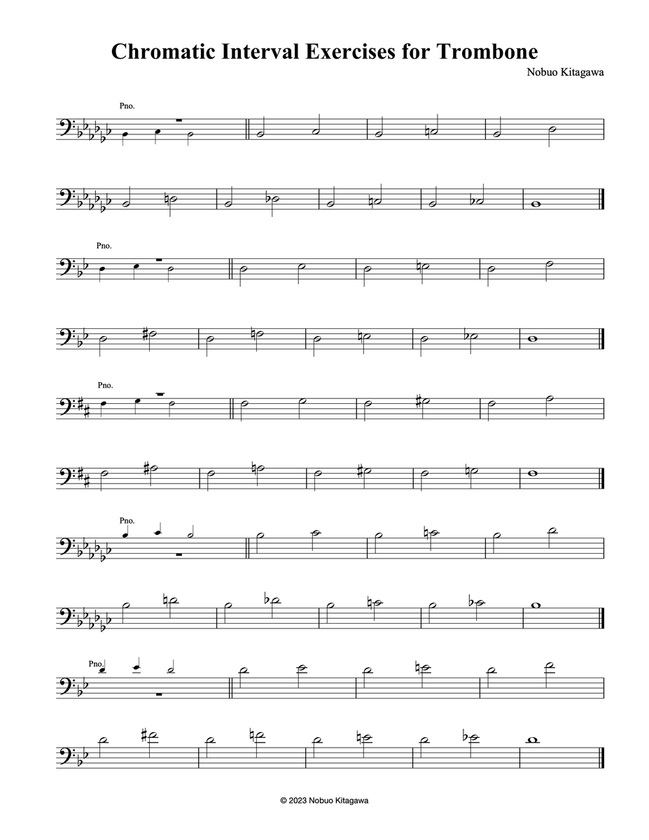 Chromatic Interval Exercises for Trombone トロンボーンの為の半音階音程練習曲 – NK Music Lab