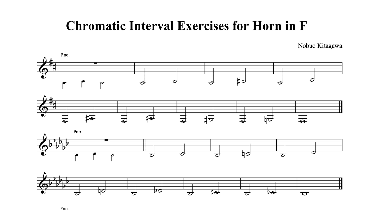 Chromatic Interval Exercises for Horn ホルンの為の半音階音程練習曲 – NK Music Lab
