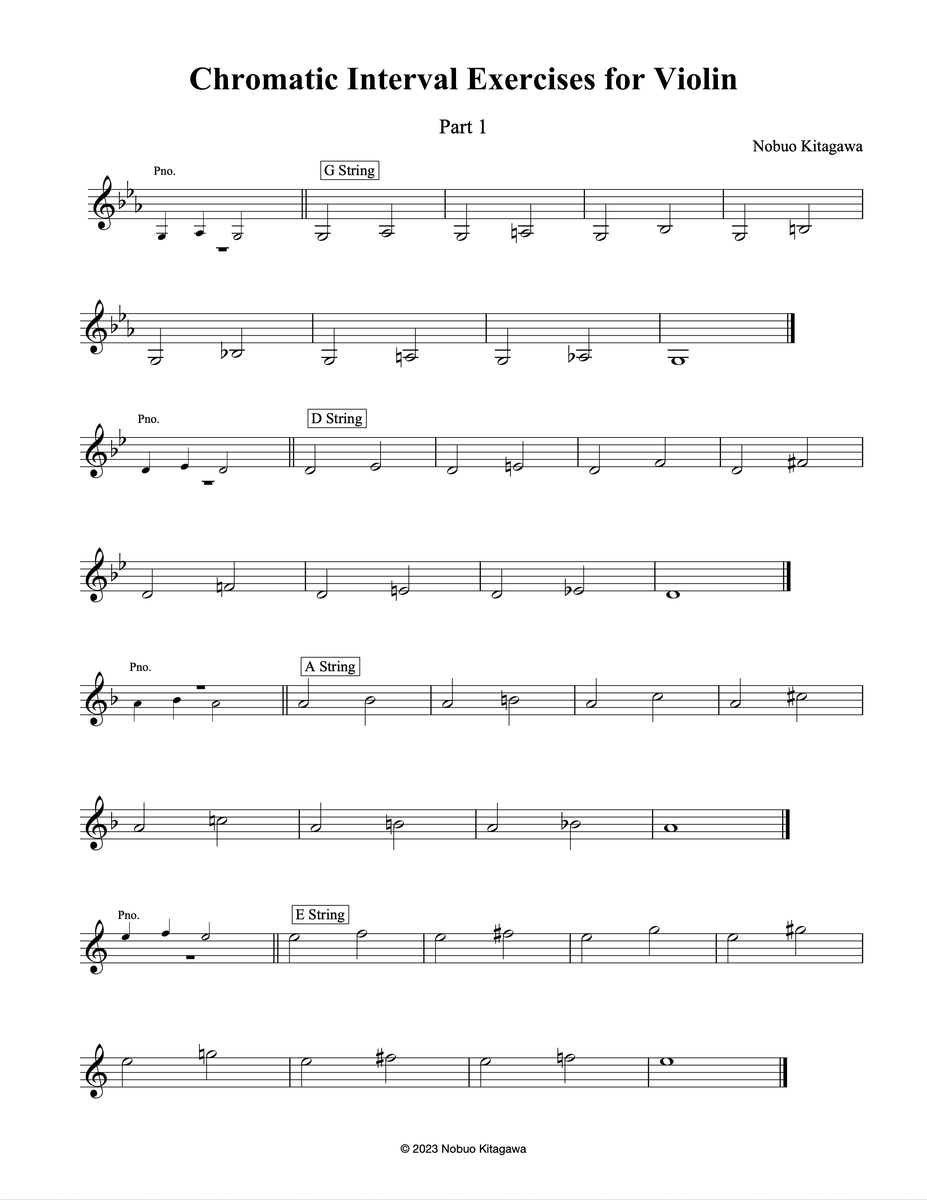 Chromatic Interval Exercises for Violin–Part 1 バイオリンの為の半音階音程練習曲–Part 1 – NK Music Lab