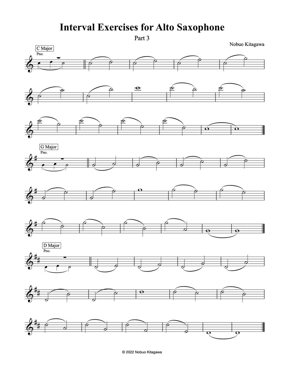 Interval Exercises for Alto Saxophone–Part 3 アルトサックスの為の音程練習曲–Part 3 ...