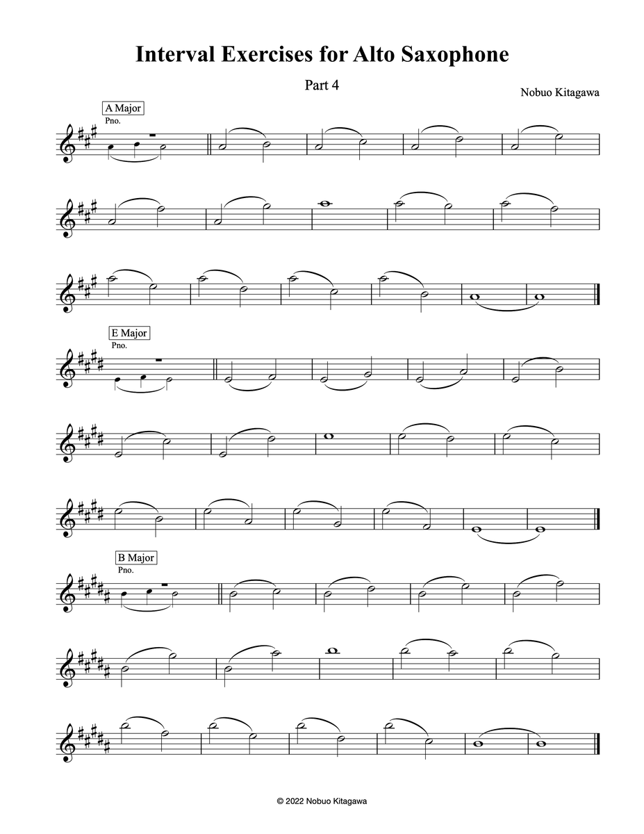 Interval Exercises for Alto Saxophone–Part 4 アルトサックスの為の音程練習曲–Part 4 ...