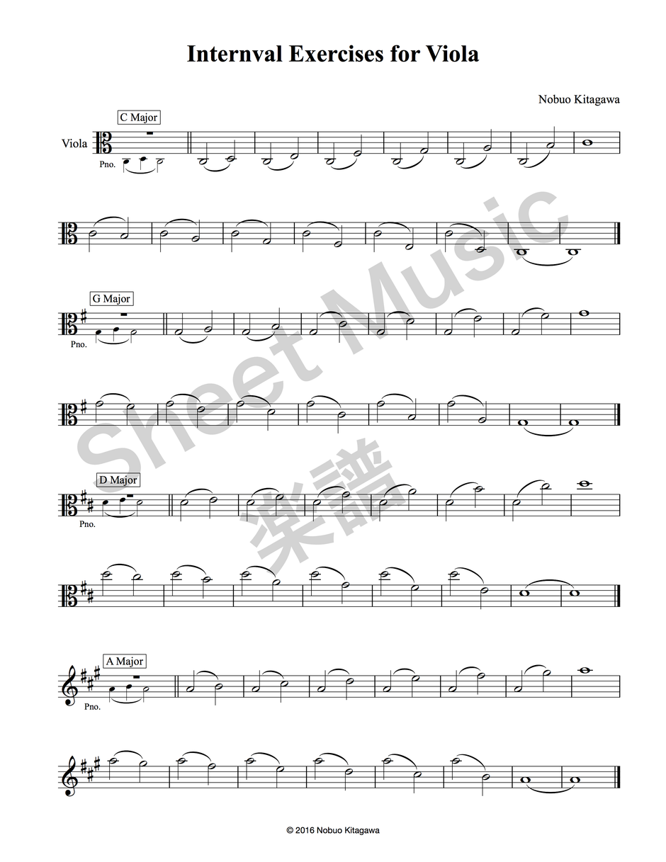 Interval Exercises for Viola (sheet music) ビオラの為の音程練習曲（楽譜） – NK Music Lab